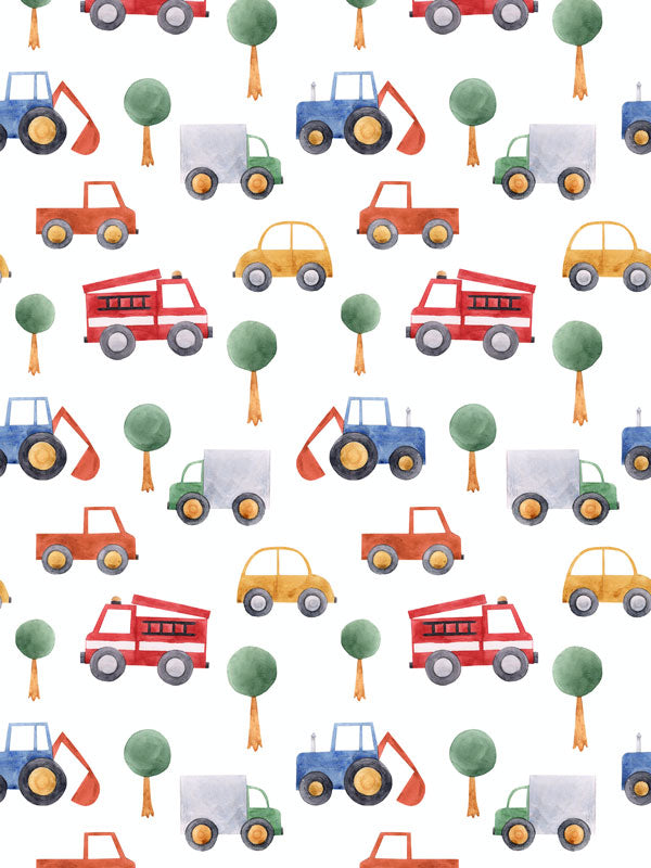 Baby Trucks and Cars Wallpaper - Peel & Stick Wallpaper - Murals Decor