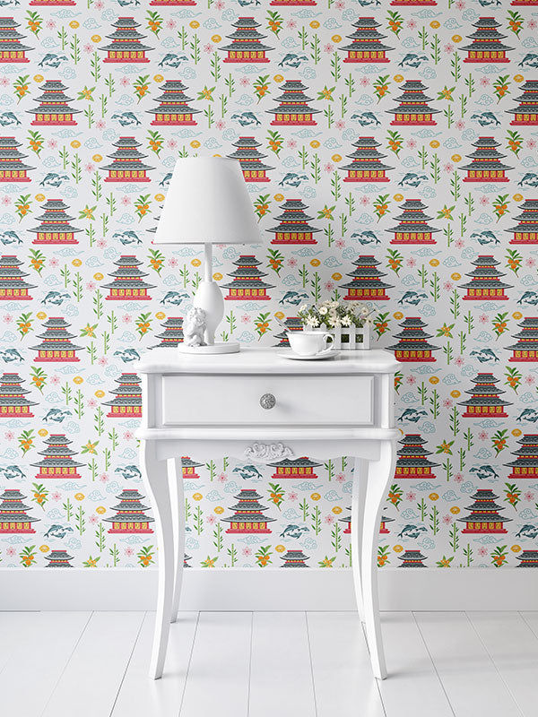 Pagoda Fish Wallpaper - Murals Decor